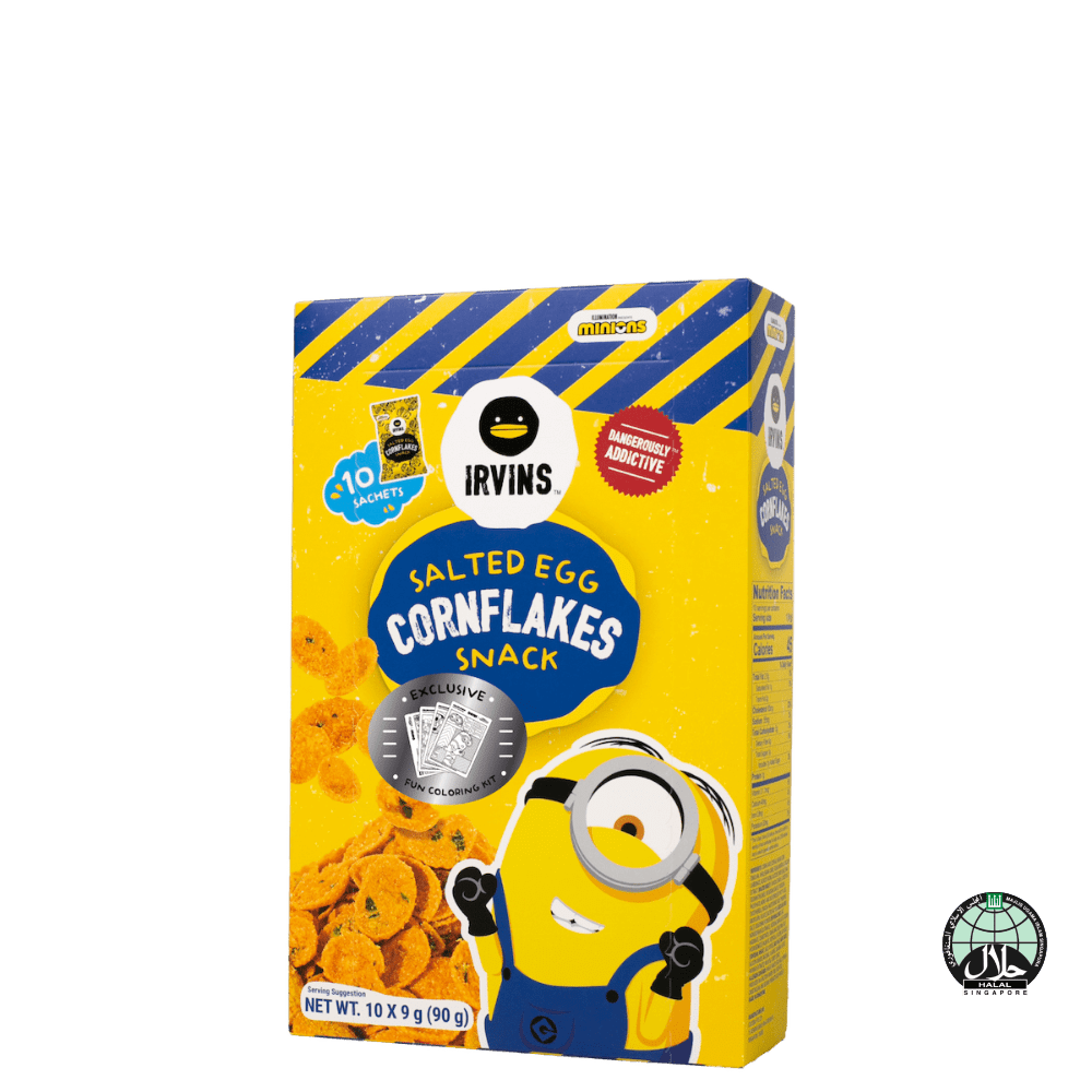 IRVINS x MINIONS Salted Egg Cornflakes Snack 90g (10 sachets x 9g) wit